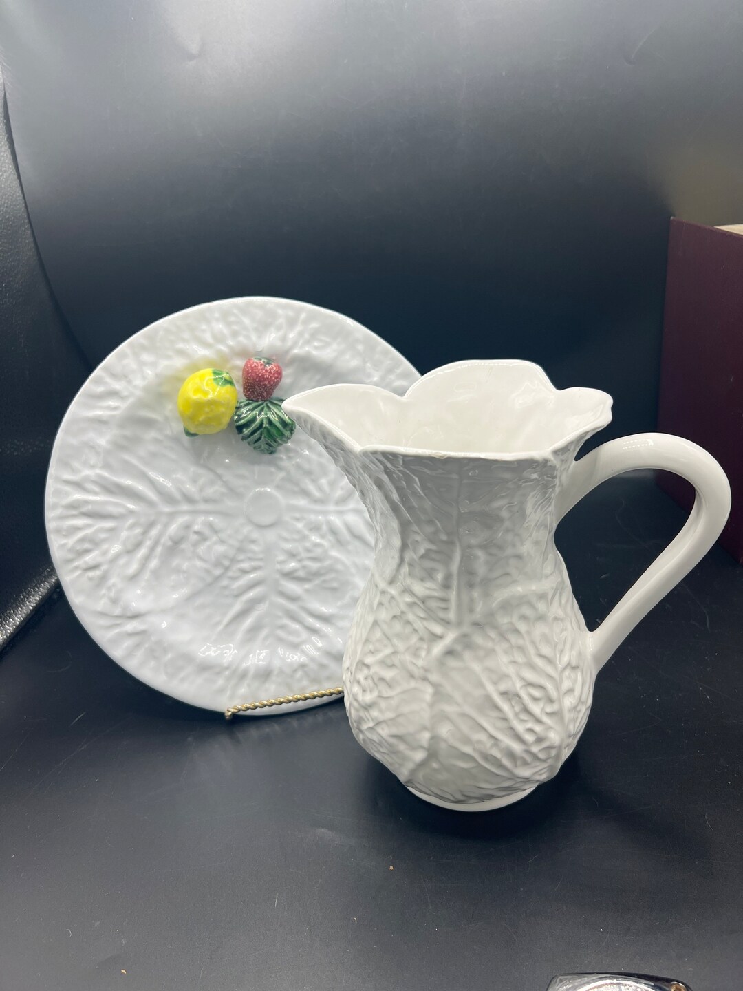 Vintage Block Subtil Portugal Cabbage Design Pitcher and Unique Plate ...