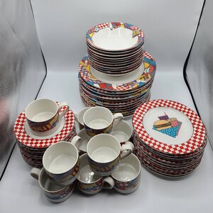 Very Rare Red and White Checkers China Century Stoneware Happy Day New ...