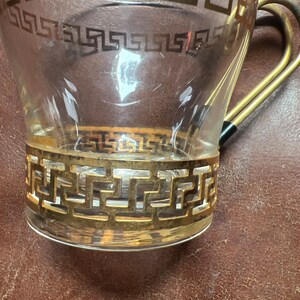 3 Vintage Libbey Gold Greek Key Glass Continental Coffee Cup Mug - Etsy