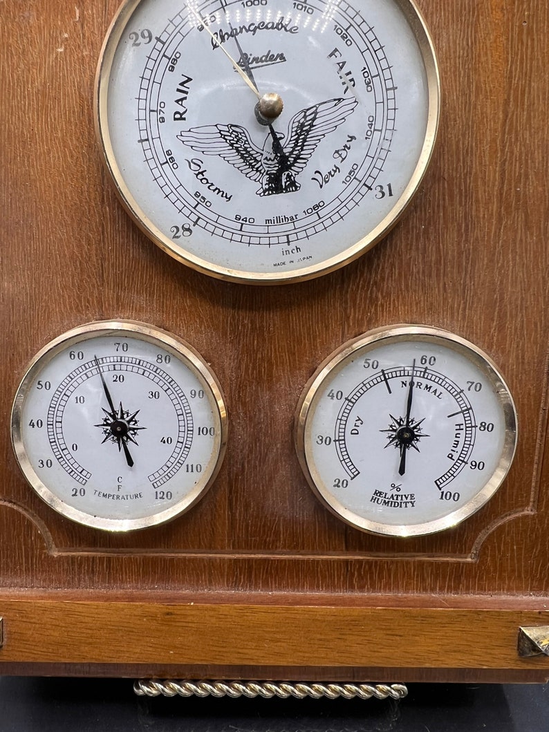 Linden Japan Vintage Weather Station Barometer Thermometer - Etsy
