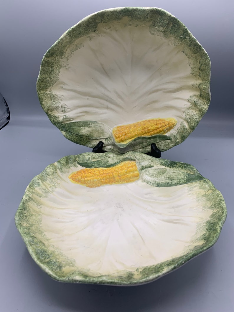2 Vintage Italian Pottery Nove Ceramic Footed Cabbage and Corn - Etsy