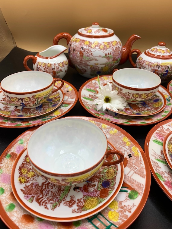 Kutani geisha girl vintage Japanese porcelain tea set Home & Living Tea ...
