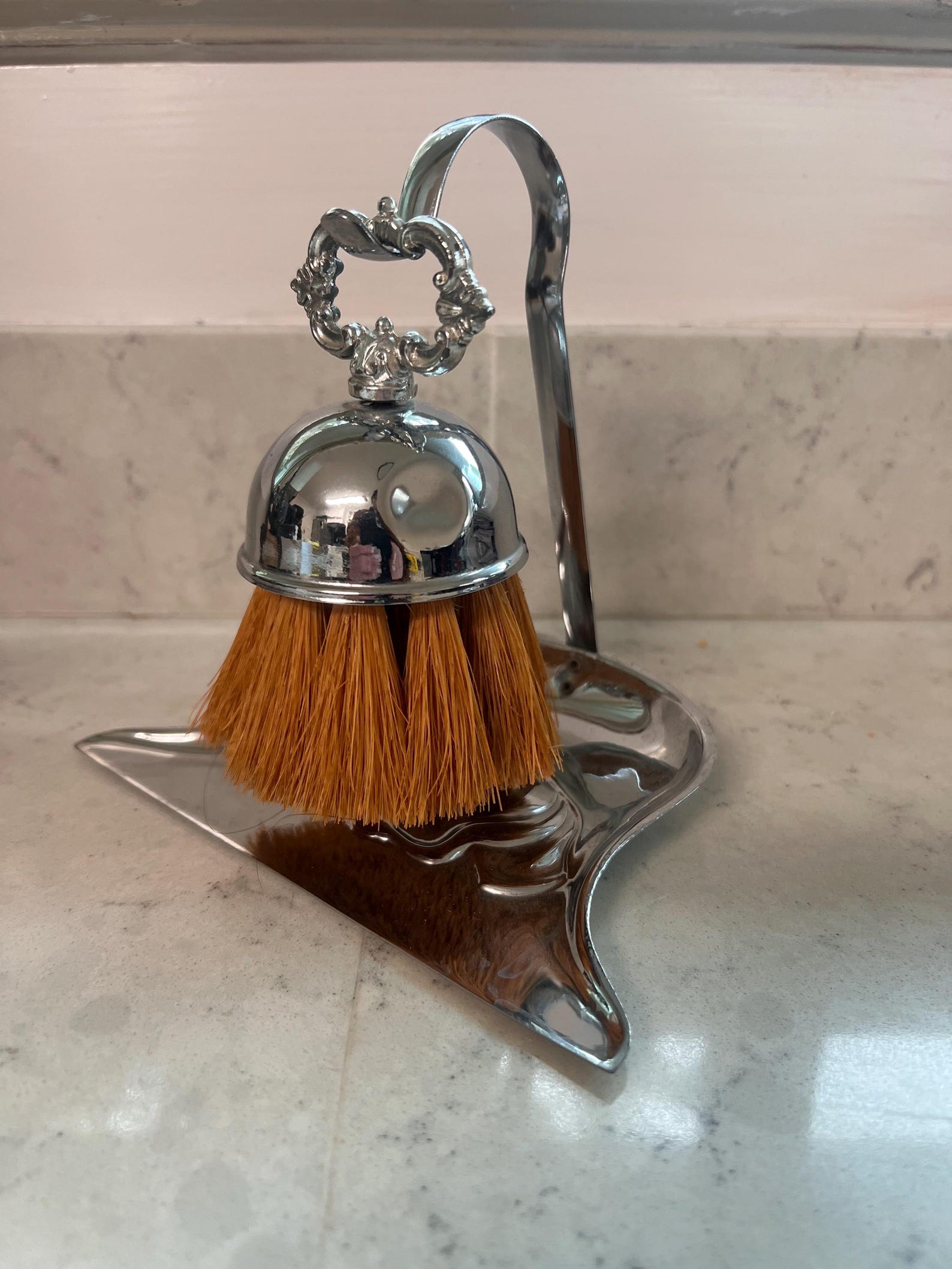 Stylish Art Deco Crumb Tray and Brush. Chrome / Vintage Brush and Pan ...