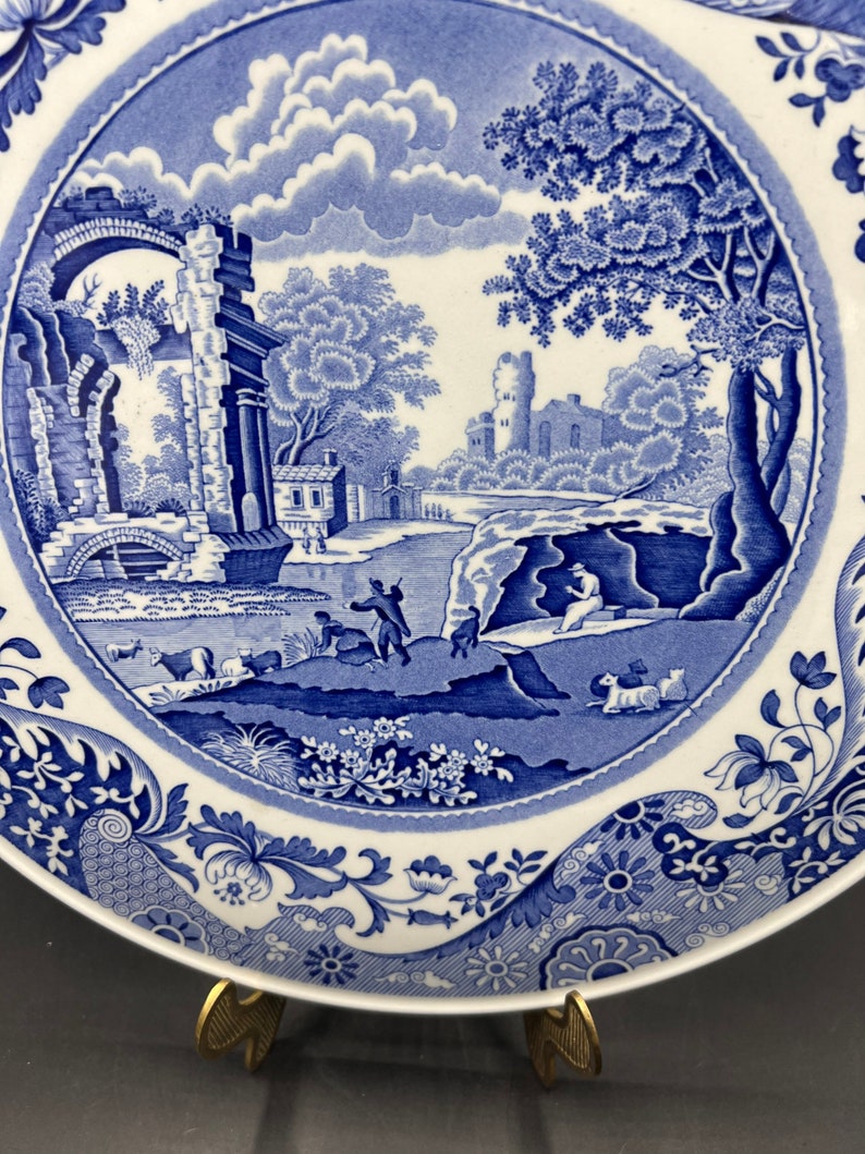 Blue Italian by SPODE Flat Large Cake Plate/ Trivet - Etsy