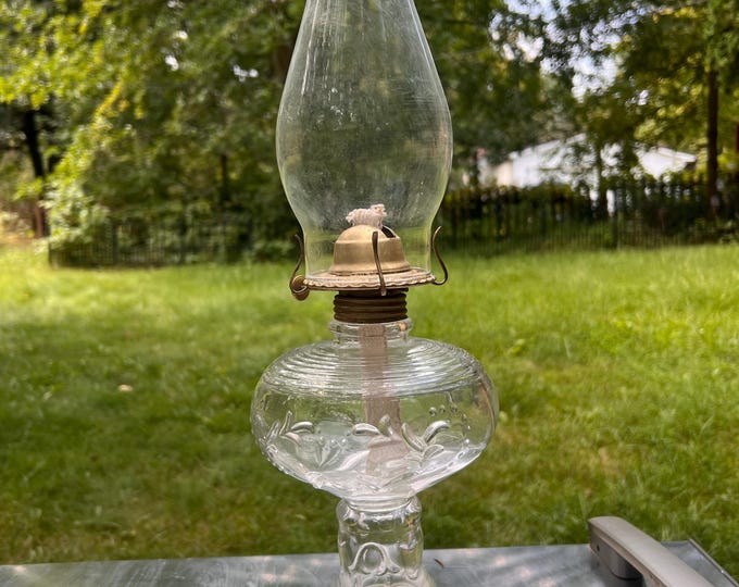 Vintage Aguila, Heche Por, Lux S.A. Mty, Mex Etched Glass Oil Lamp With ...