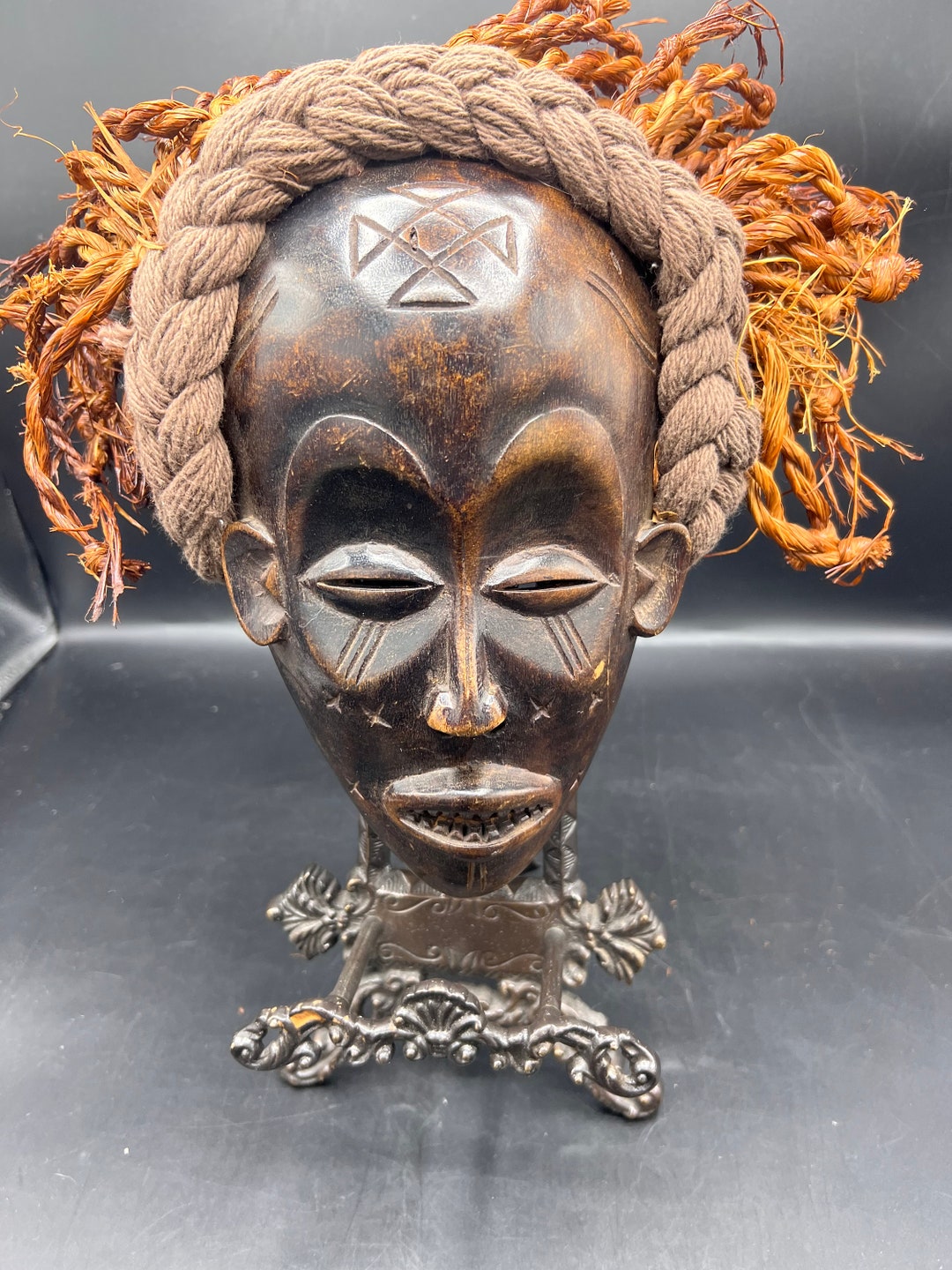 African Tribal Art,chokwe Mask Mwana Pwo With Headdress Congo African ...