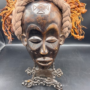 African Tribal Art,chokwe Mask Mwana Pwo With Headdress Congo African ...