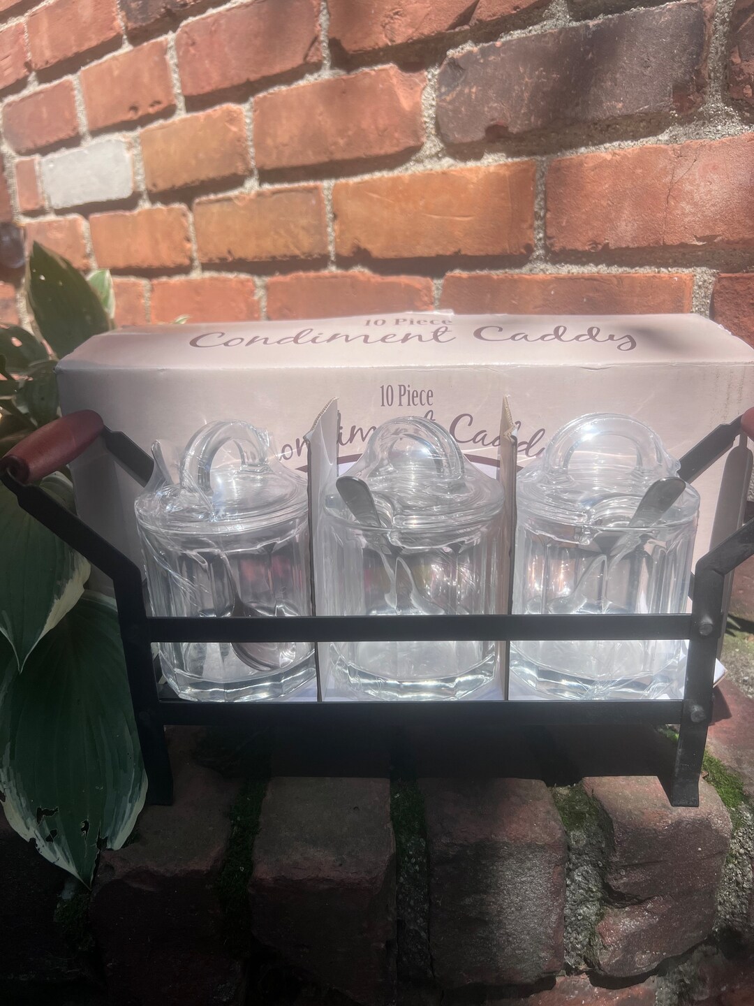 10 Piece Condiment Caddy , Glass and Metal New - Etsy