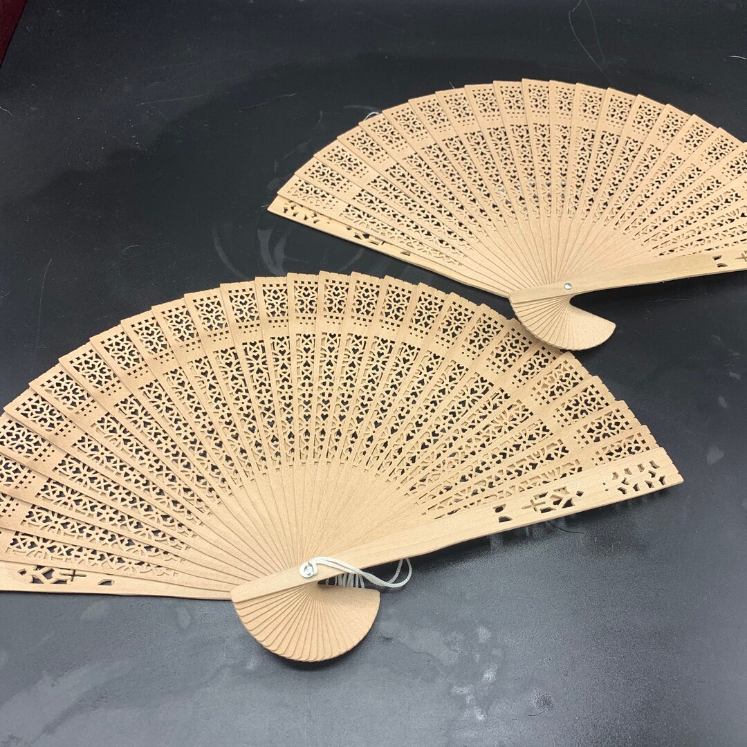 Vintage Chinese Carved Bamboo Wooden Hand Fan With Box/ Aromatic Fan ...