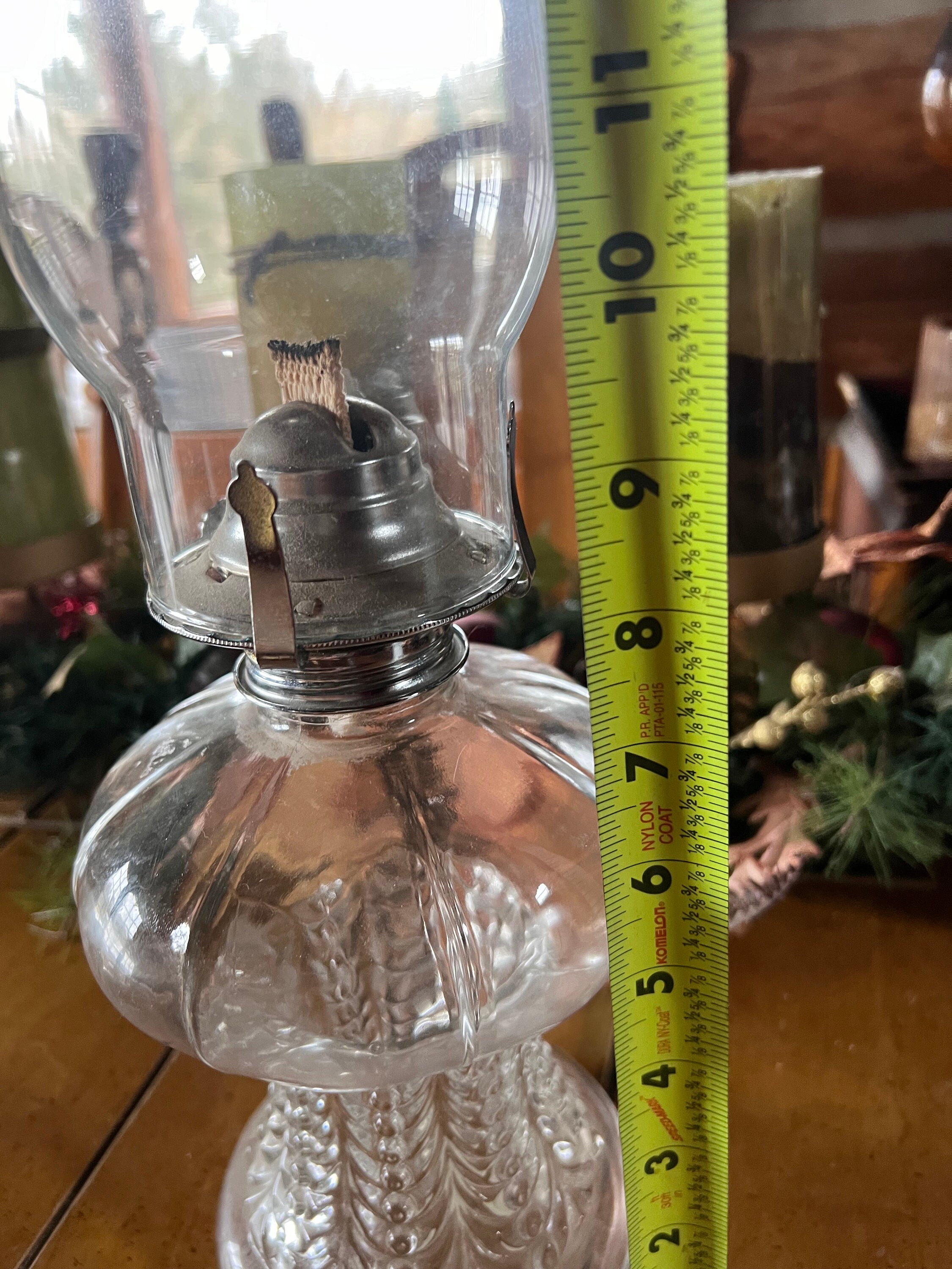 Vintage 1985 Lamp Light Farms Oil Lamp/ Tall Pressed Glass Double ...