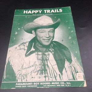 Signed Roy Rogers Western Happy Trails Print Reproduction - Etsy