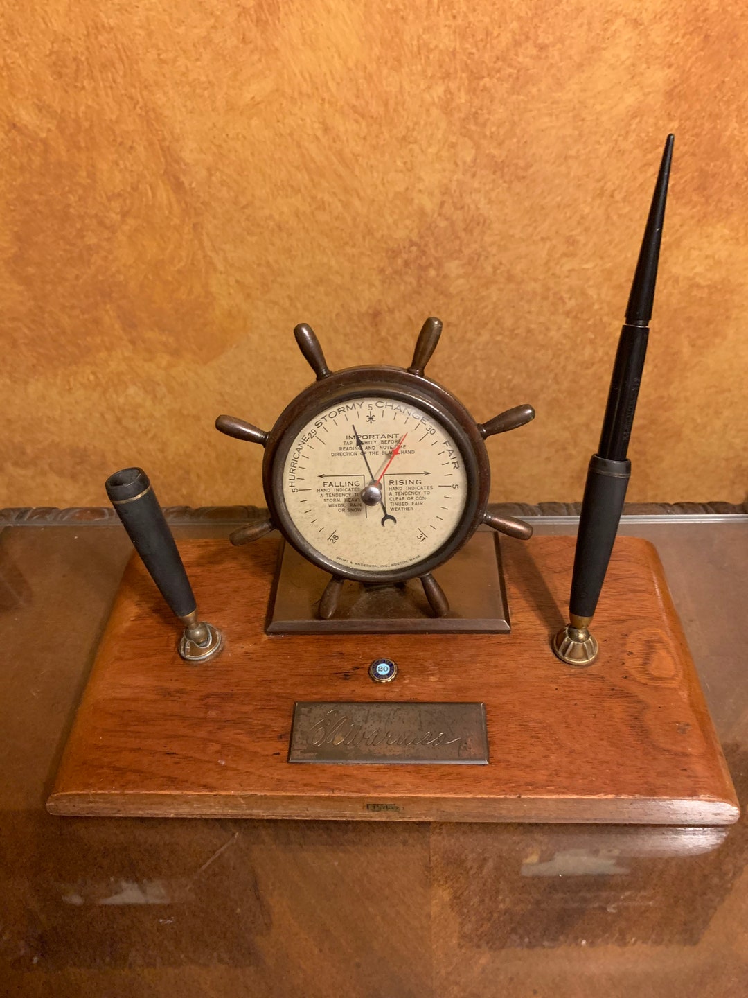 Vintage Swift and Anderson Desk Barometer With Pen Holder / Office ...
