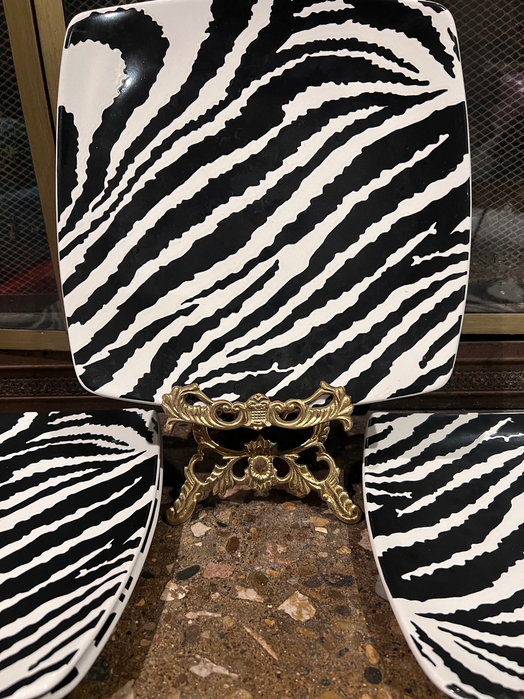 Zebra Collection by ROSCHER & CO Square Dinner Plate Set - Etsy