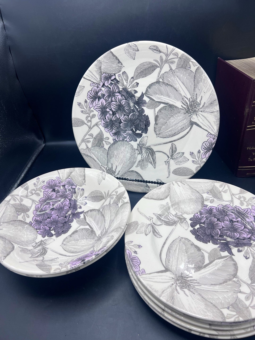 Clematis Purple by ANDREW TANNER England Dishes Dinner Plates Serving ...
