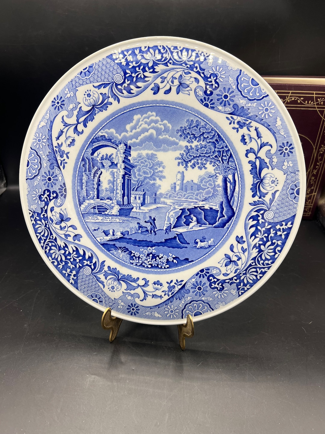 Blue Italian by SPODE Flat Large Cake Plate/ Trivet - Etsy