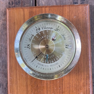 Vintage 1960s Honeywell Wall Wooden Thermometer Barometer Weather ...