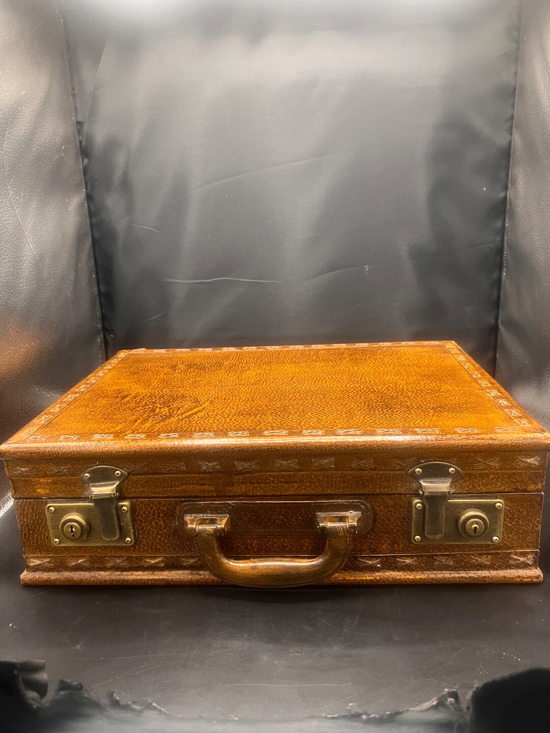 Vintage Brown Wooden Hard Case Suitcase Luggage Trunk With Patina ...