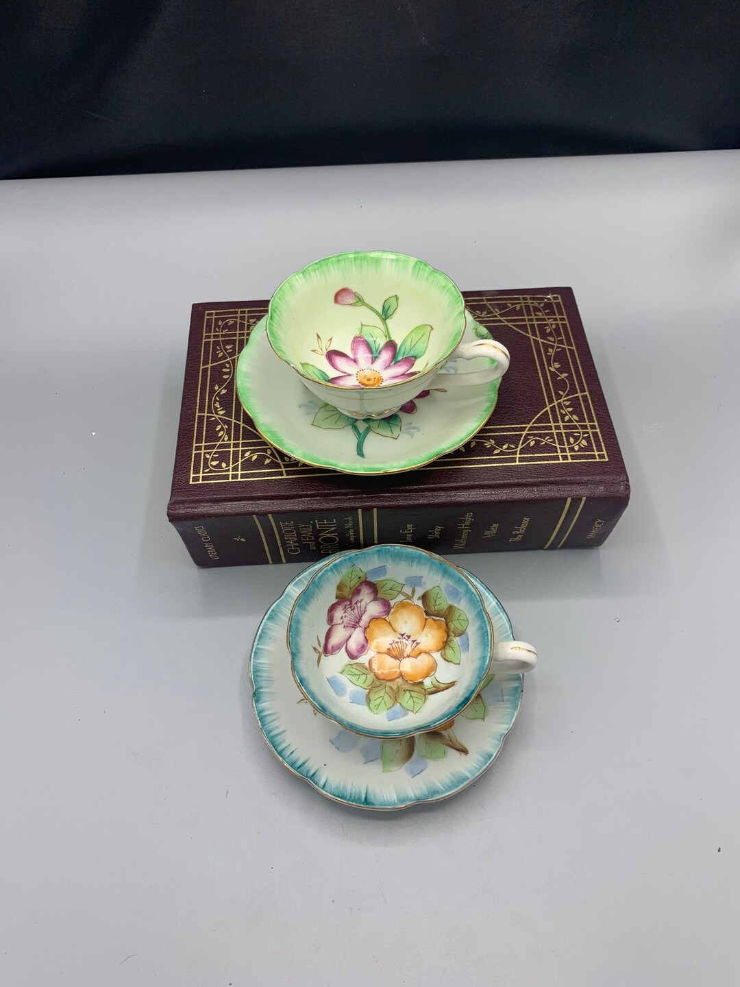 Vintage Japanese Delicate Porcelain Tea Cups Hand Painted - Etsy