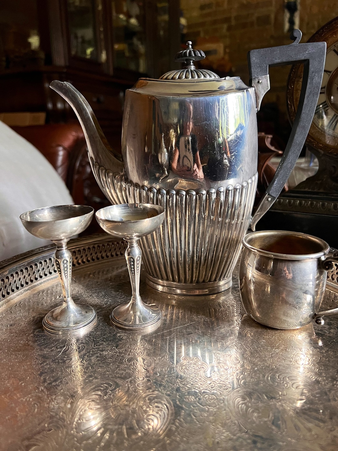 Vintage Silver Plated Sheffield Teapot Bakelite Handle With 2 Tiny ...