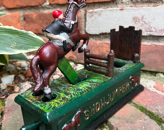 Mechanical Bank Cast Iron - Show Jumper/ Cast Iron Coin Bank - Etsy