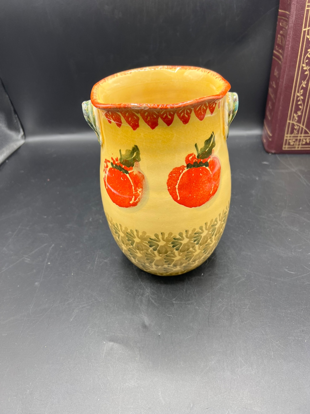 Vintage ITALICA ARS Pottery 6 1/2” Utensil Jar Hand Painted Italy ...