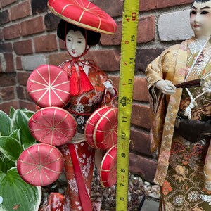 Vintage Japanese Geisha , Japanese 'maiden With Hats' DOLL Red Silk ...