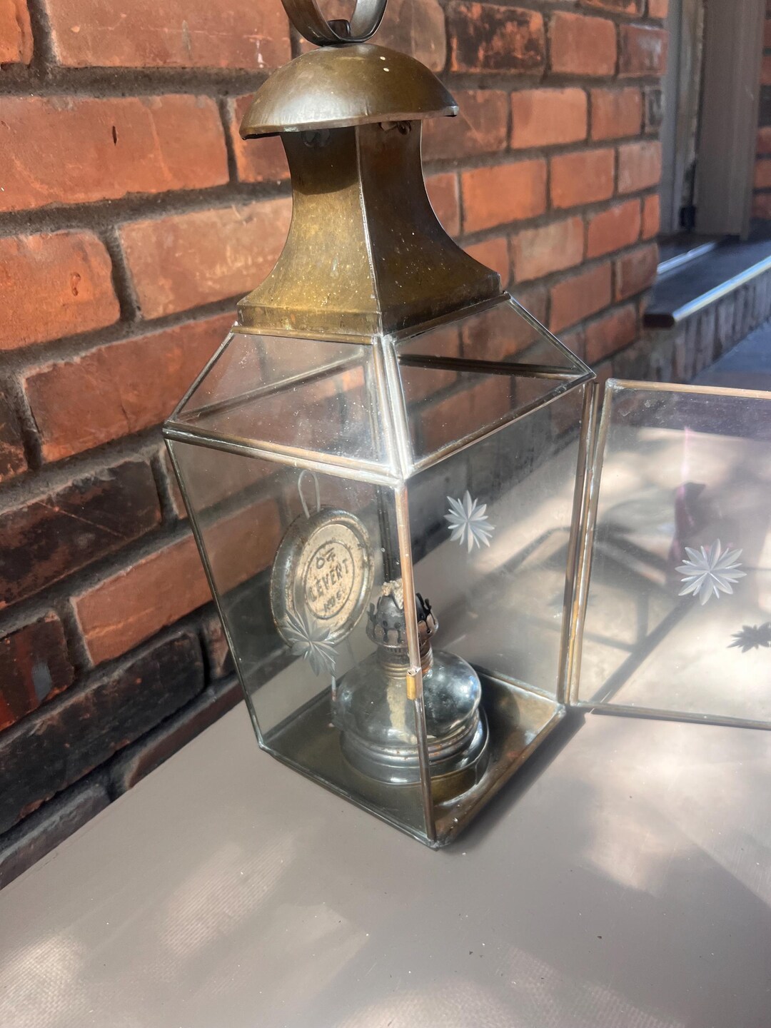 Elegant Antique Turkish Oil Lamp Lantern With Solid Brass and Etched ...