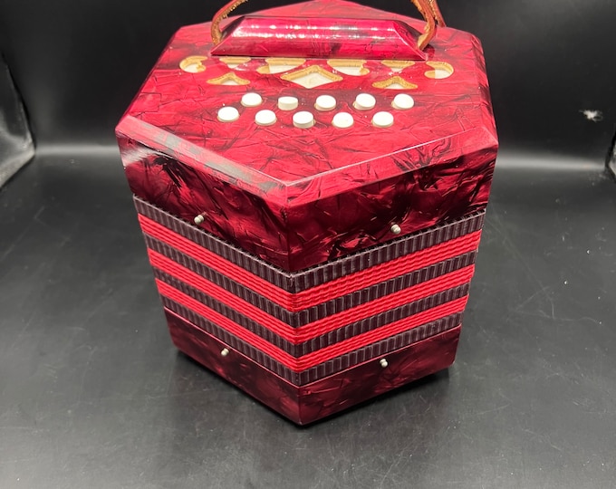 Vintage Concertina / Accordian Made in Italy, Red Pearl Cellulose 20 ...