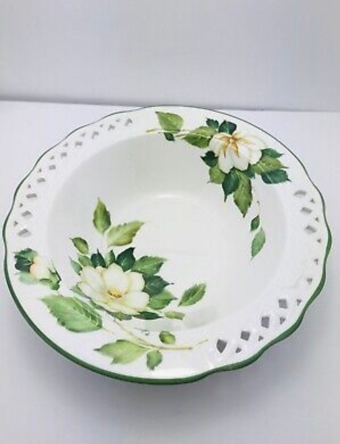 Vintage Brunelli Tiffany Signed Magnolia 3 Rimed Plates White Italy ...