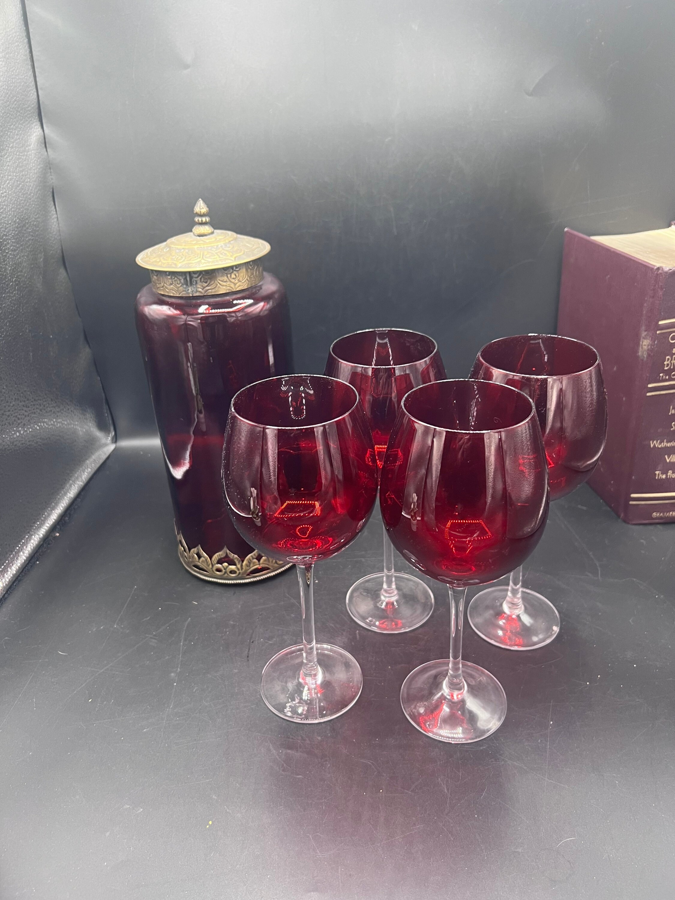 Vintage Ruby Red Glasses/ Wine Red Glasses - Etsy