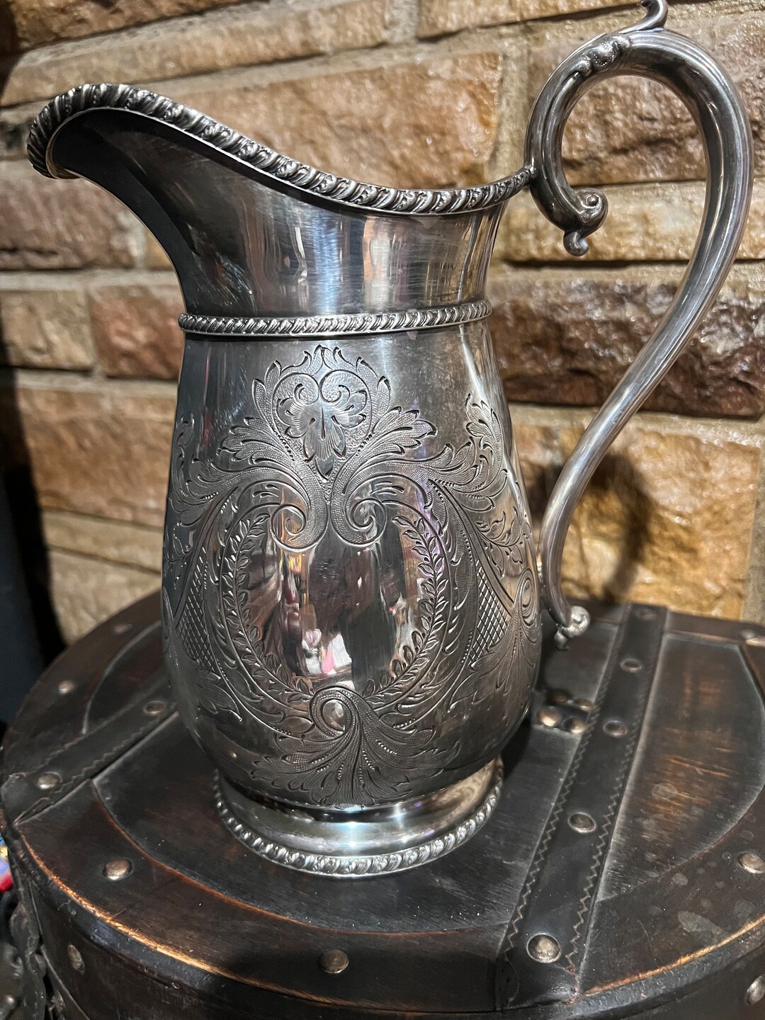 Vintage Old Sheffield Plate Water Pitcher. England/ Engraved Silver ...