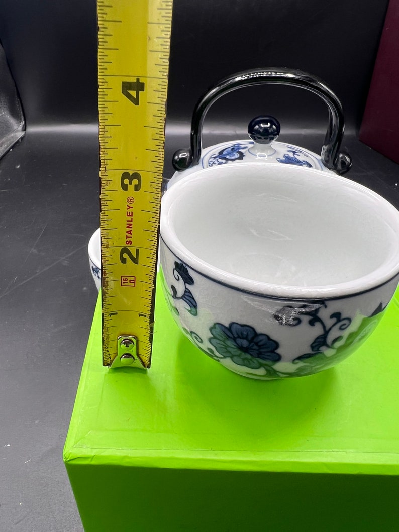 Pier One Blue China Tea Set Teapot and 3 Tea Cups - Etsy