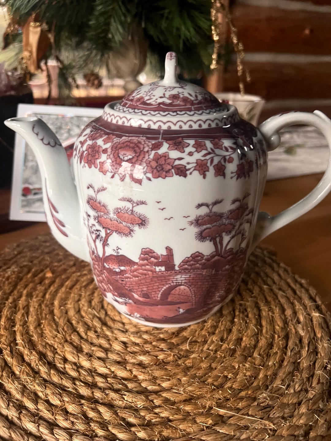 Rare Bombay Red Transferware Asia Design Teapot/ Oriental Bombay China ...