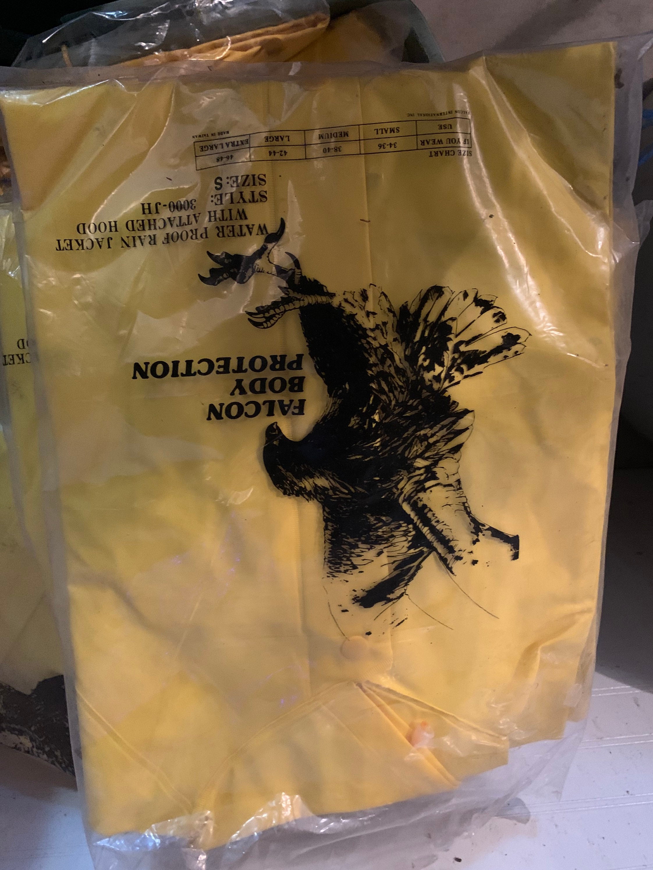 Falcon Industrial Thick Rubber Rain Jacket With Hood Yellow / | Etsy