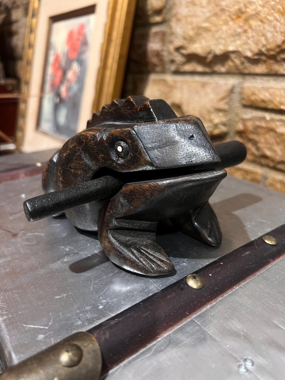 Craft Wooden Lucky Frog Croaking Musical Instrument Home Office Decor ...