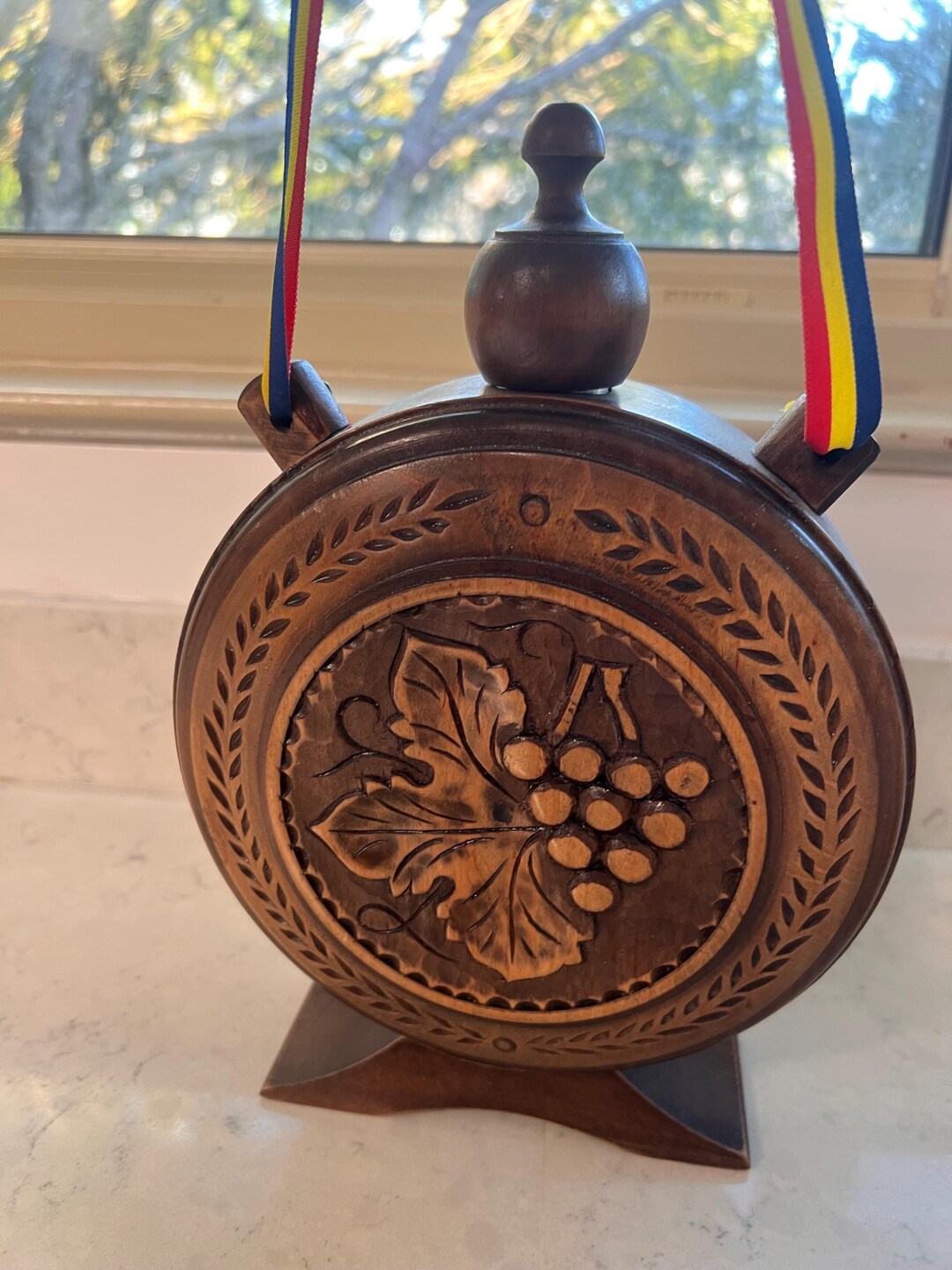 Vintage Handmade 1970s Carved Wine Vessel Folk Art Decorative ...