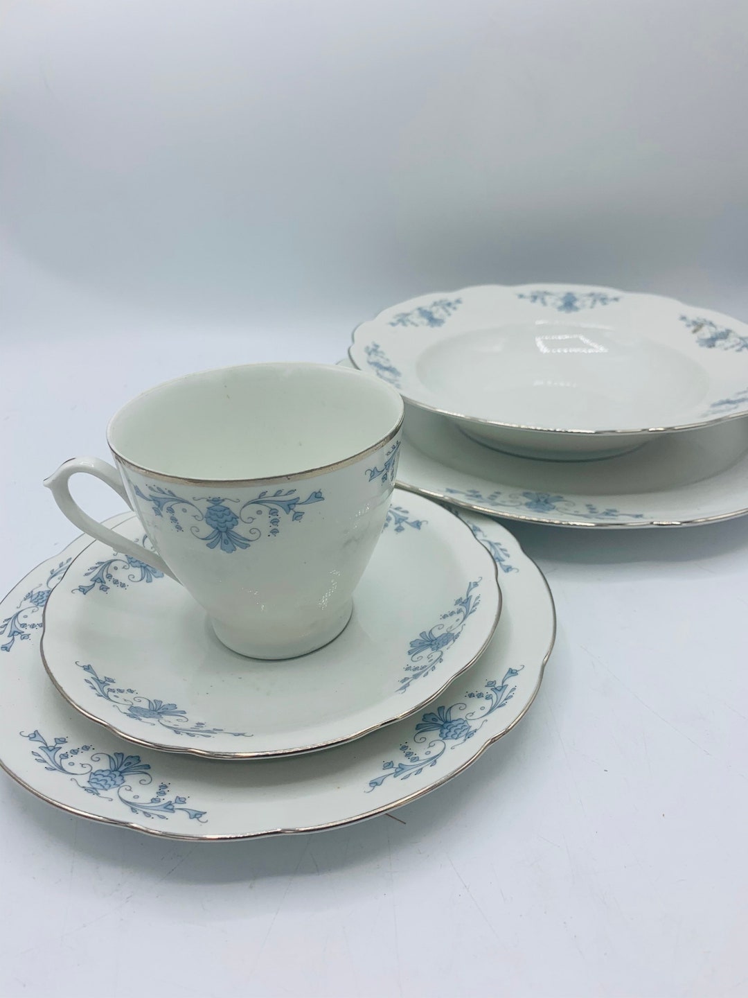Regency by CMIELOW Made in Poland Blue Flower Pattern , Dinner Set or ...