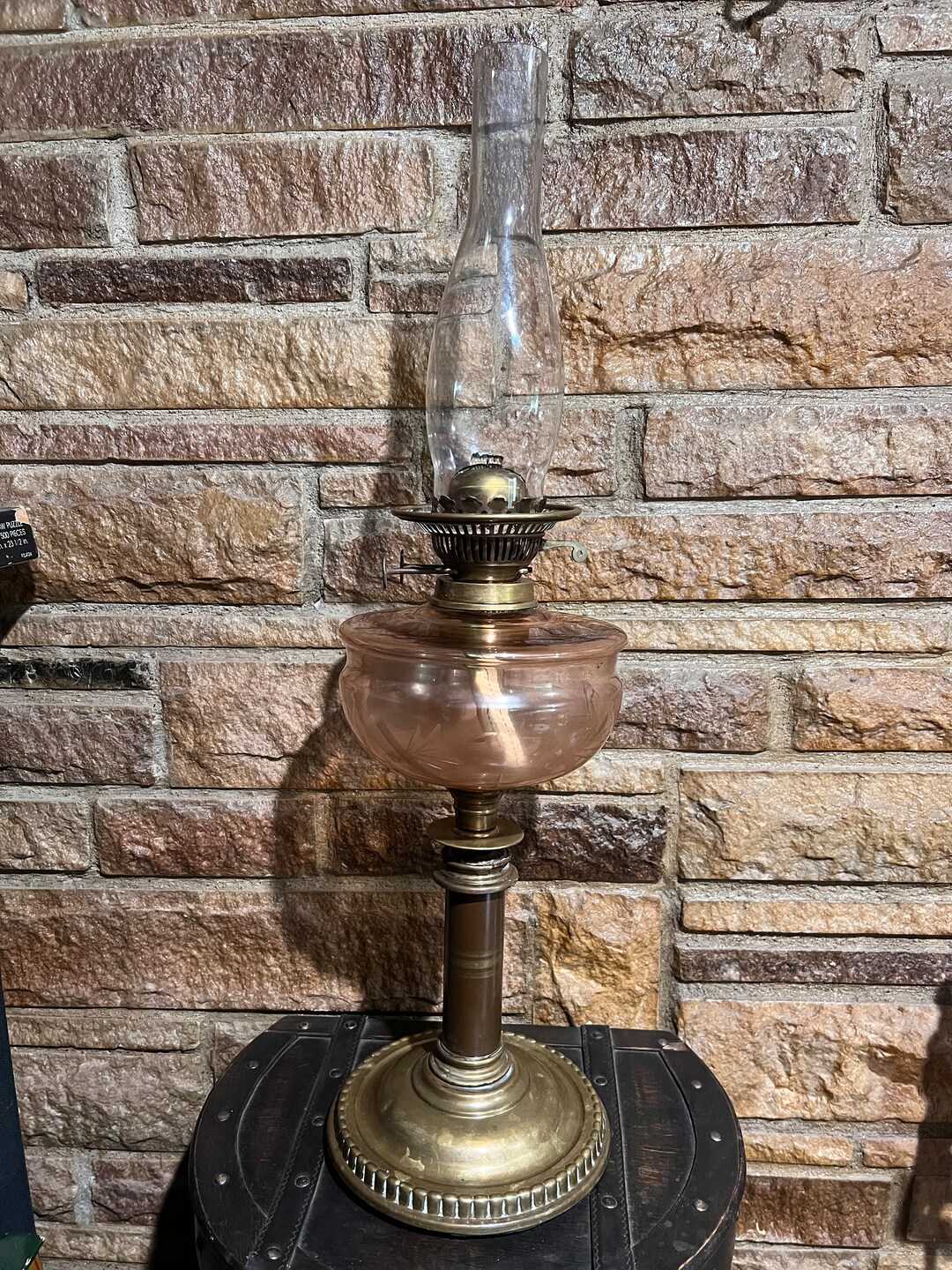 Stunning Antique Cranberry Glass and Brass Tall Oil Lamp/ British Make ...