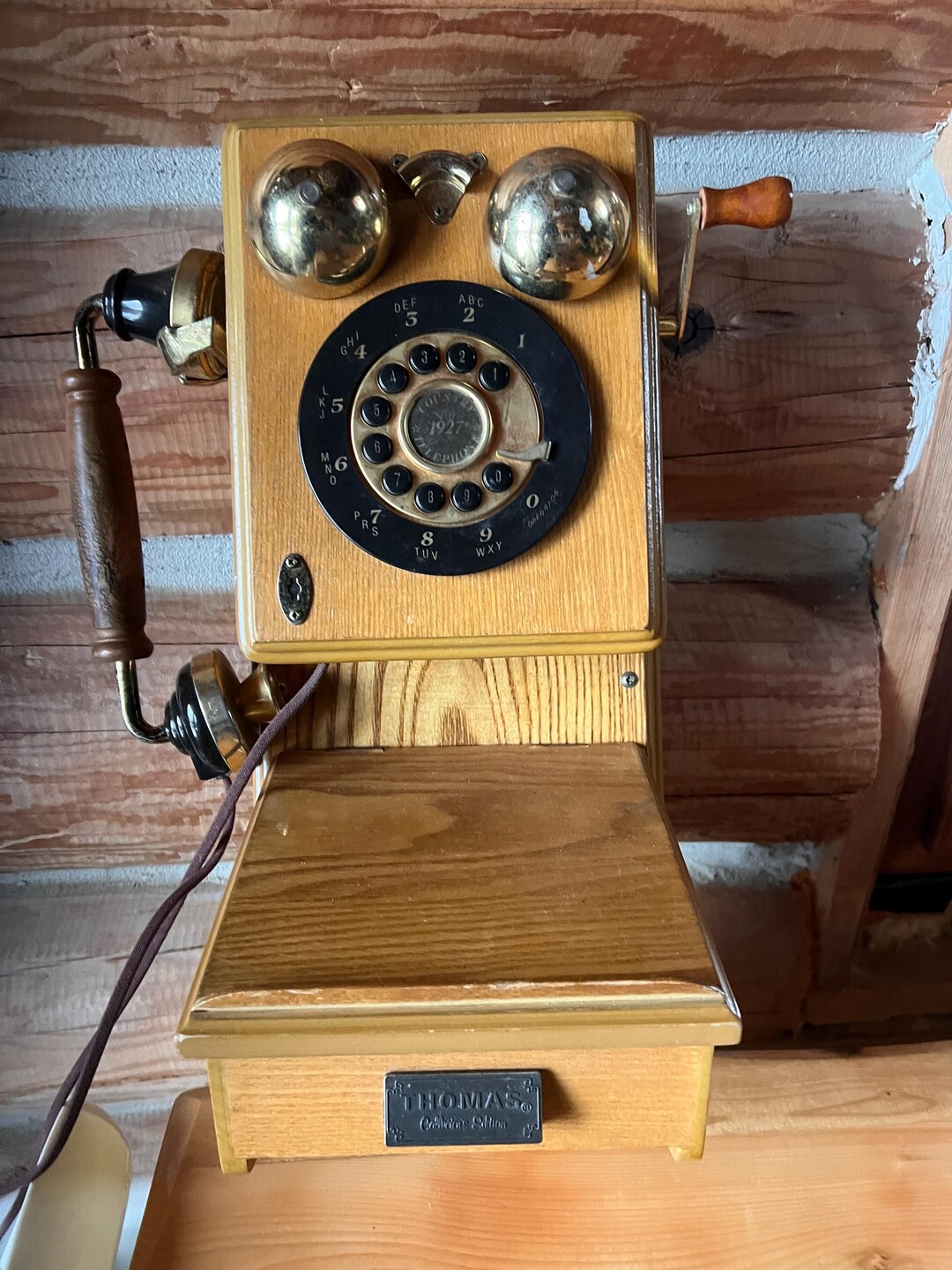 Thomas Collector's Edition 1927 Replica Wooden Wall Telephone, Bell ...