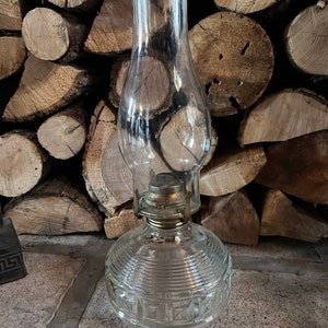 Vintage Large Clear Glass Oil Lamps , Farmhouse Decor - Etsy