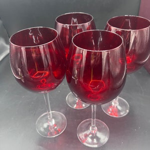 Vintage Ruby Red Glasses/ Wine Red Glasses - Etsy