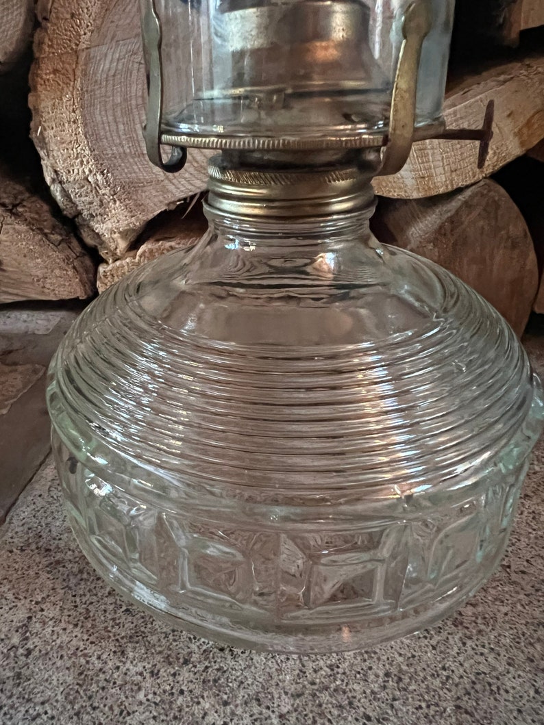 Vintage Large Clear Glass Oil Lamps Farmhouse Decor - Etsy