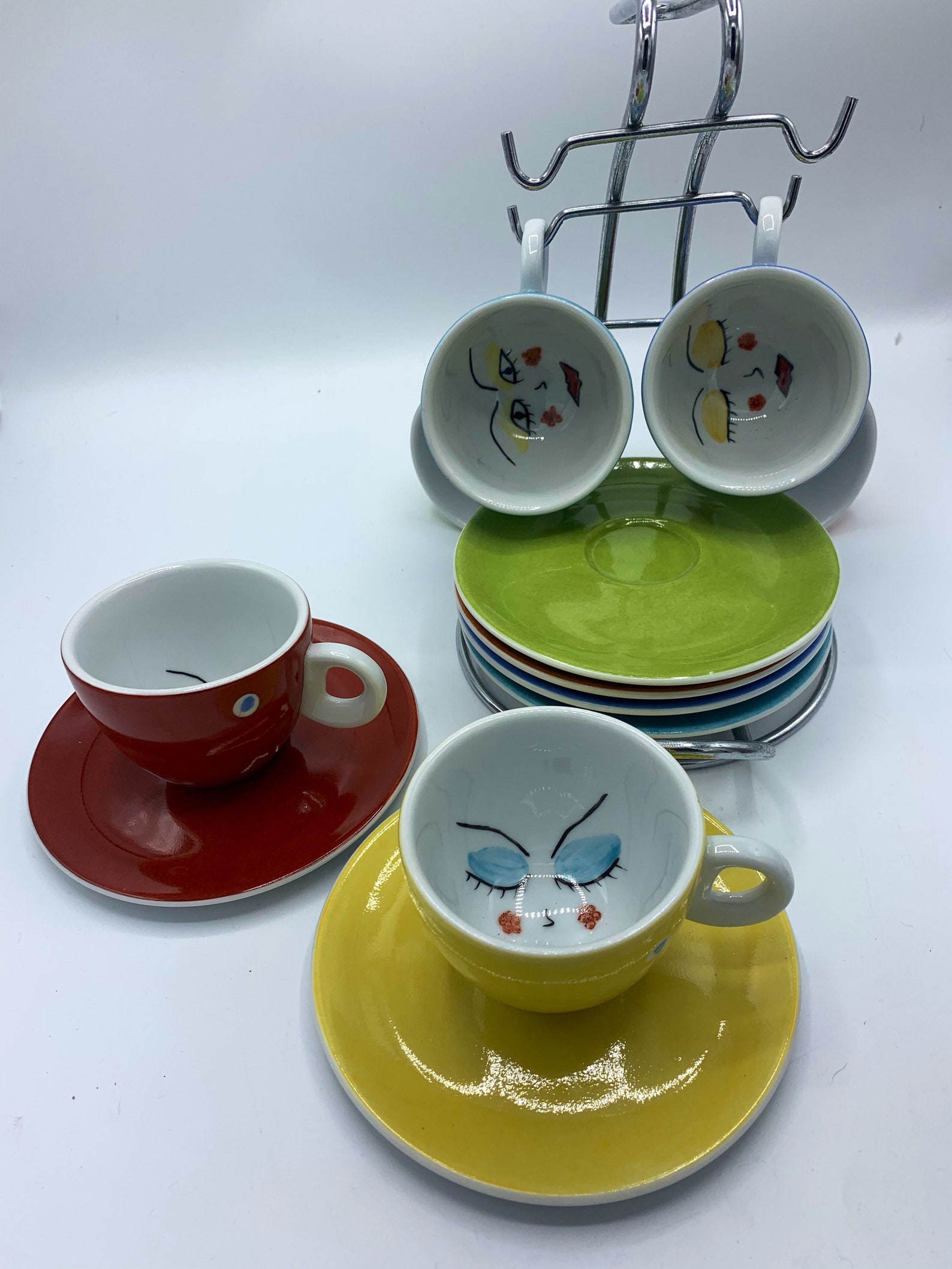 Schmid Vintage Tea Cup Set of 6 With Metallic Retro Holder - Etsy