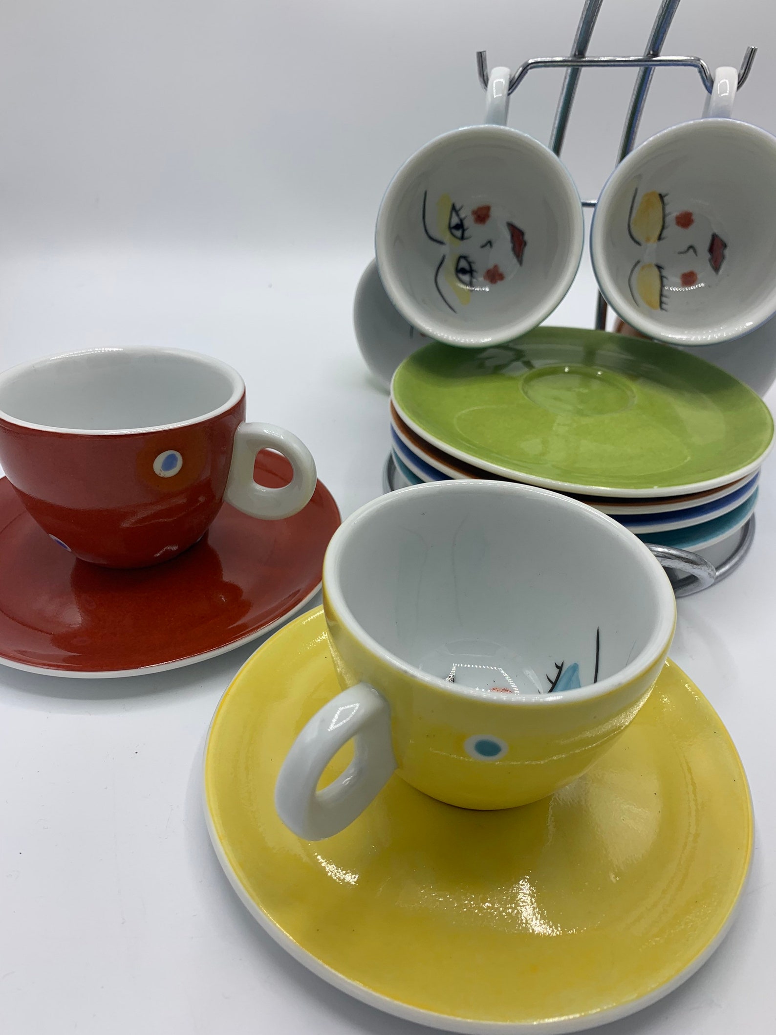 Schmid Vintage Tea Cup Set of 6 With Metallic Retro Holder - Etsy