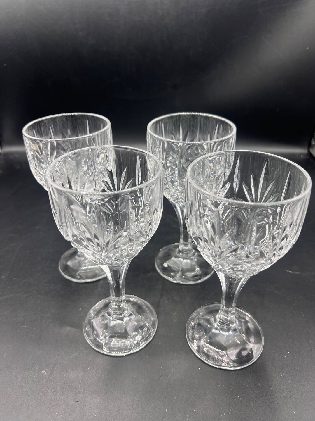 Imperial Estate 4 Water or Wine Goblets ICY2 6 1/2” Tall Fan & Criss ...