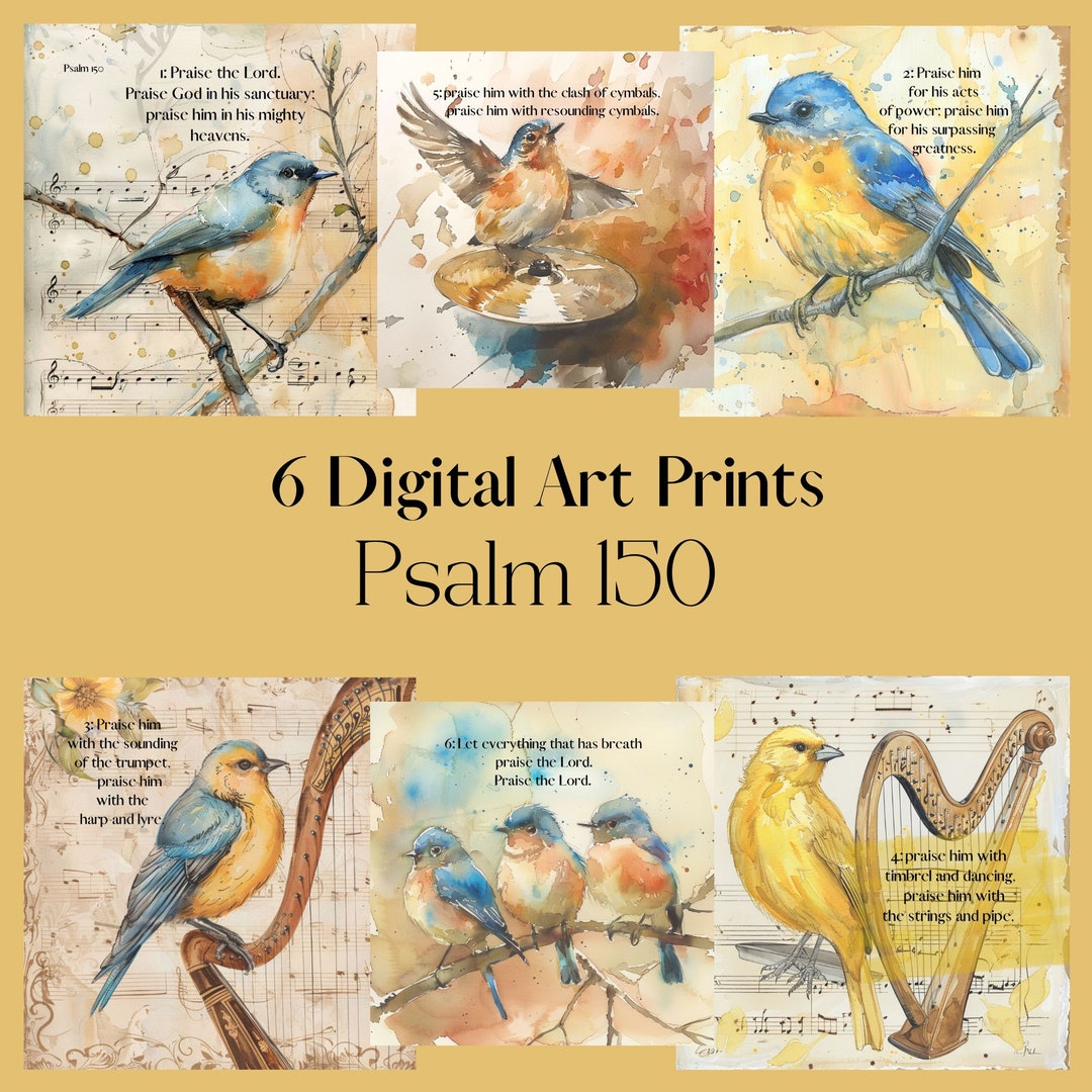 Psalm 150 Digital Watercolor Bird Prints - Etsy