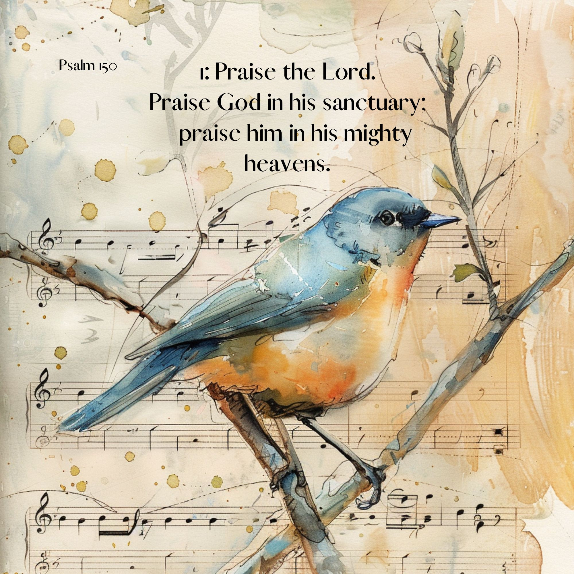 Psalm 150 Digital Watercolor Bird Prints - Etsy