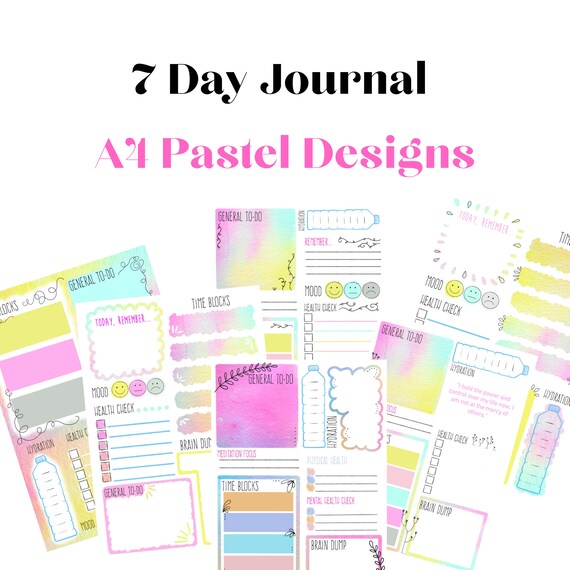 7 Day Pastel Mindfulness Journal Pages Brain Dump Book or | Etsy