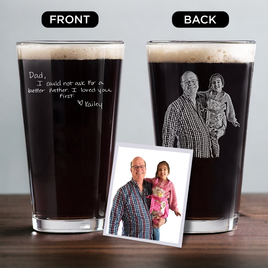 Custom Photo & Handwriting Pint Glass Gifts for Dad - Personalized ...