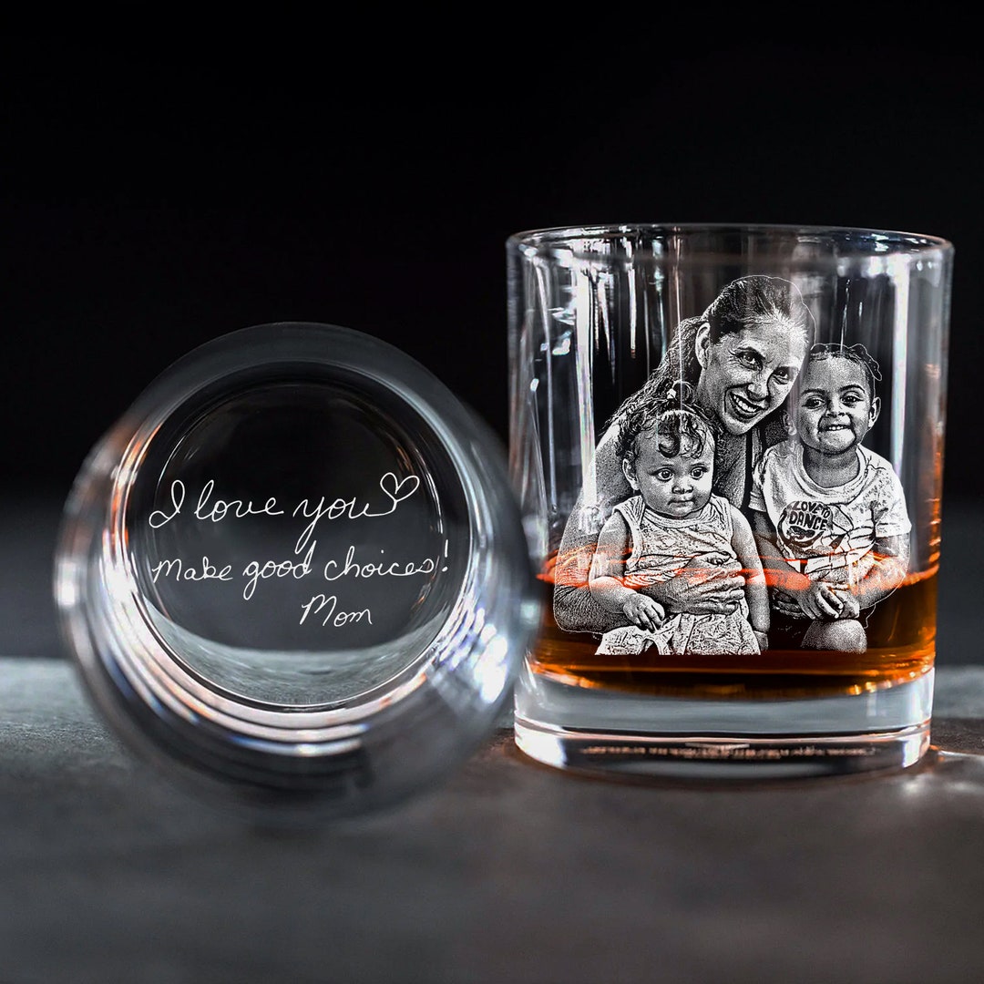 Custom Photo & Handwriting Whiskey Glass - Personalized Mother's Day ...